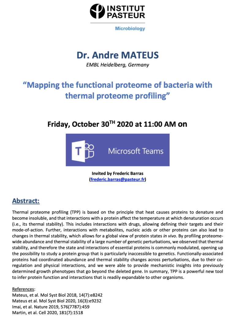 Seminar DPT Microbiology "Mapping the functional proteome of bacteria with thermal proteome ...