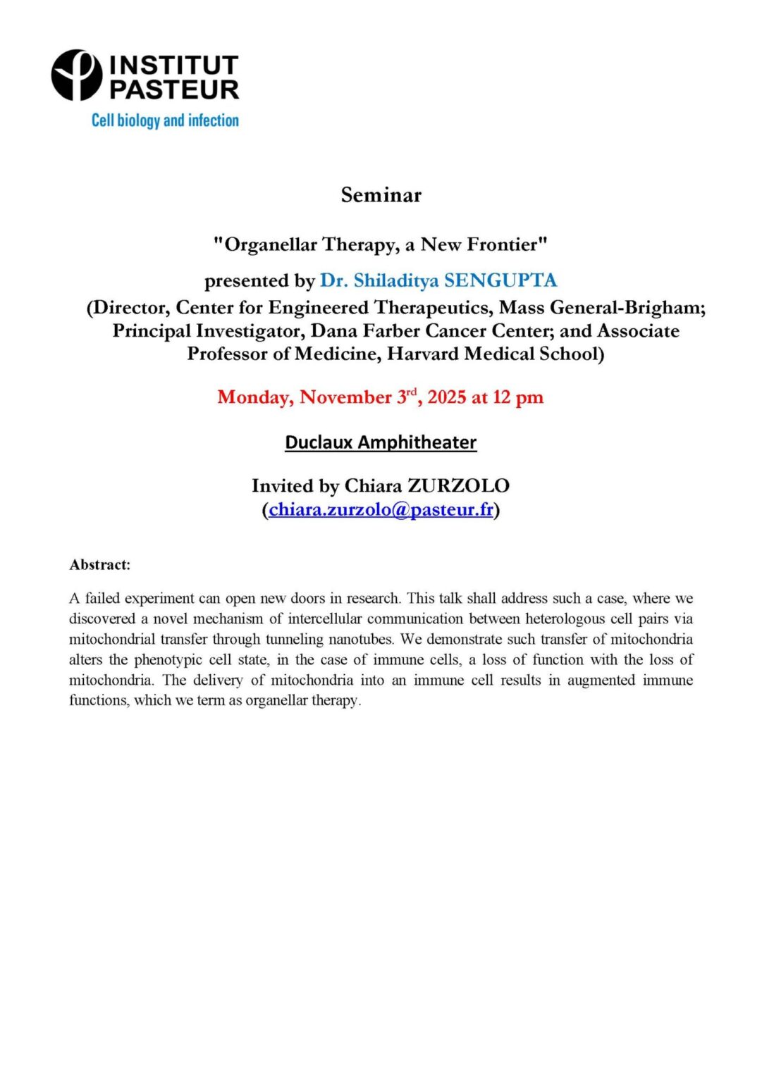 BCI Seminar - "Organellar Therapy, a New Frontier" - Research ...